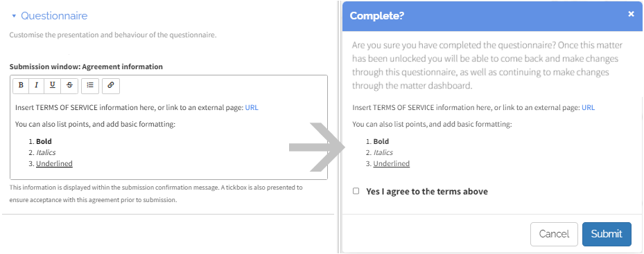 Pre and Post Questionnaire settings – FamilyPro